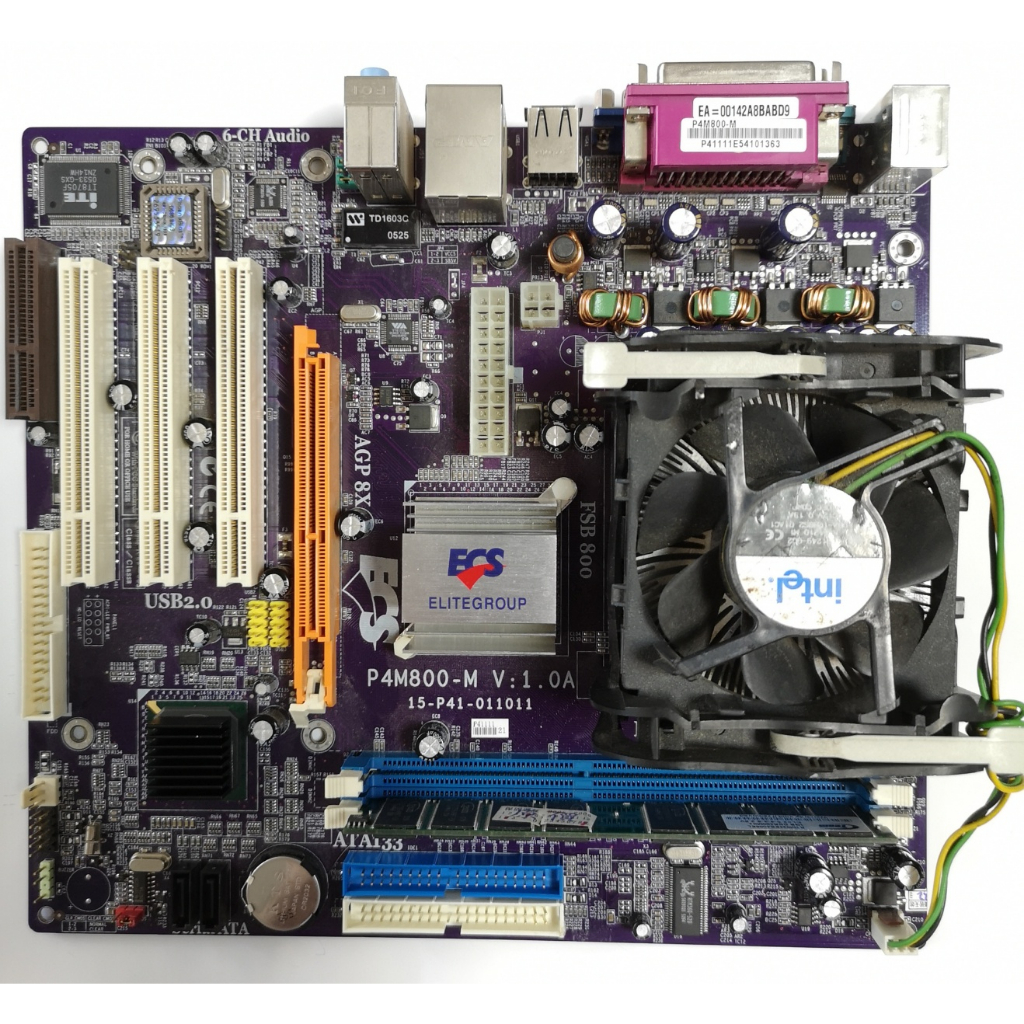 精英主機板 SIS P4M800-M ,SOCKET 478,AGP,包含 CPU,風扇,記憶體,現貨!! | 蝦皮購物