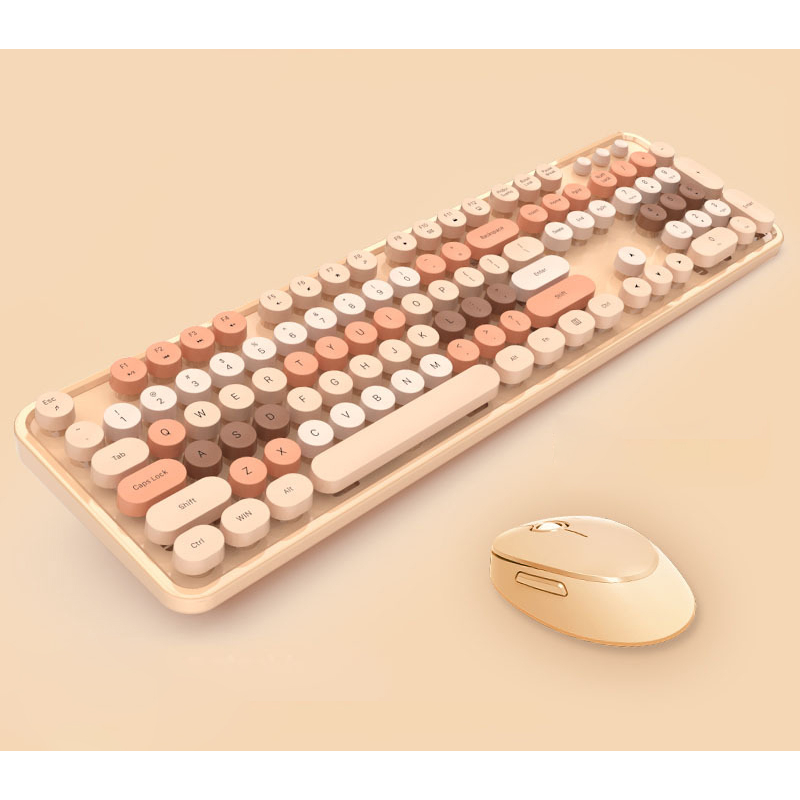 (現貨開發票)mofii鍵盤 無線滑鼠鍵盤 少女鍵盤 復古鍵盤 圓形鍵盤 無線鍵盤 仿機械鍵盤 NCC+BSMI認證 | 蝦皮購物