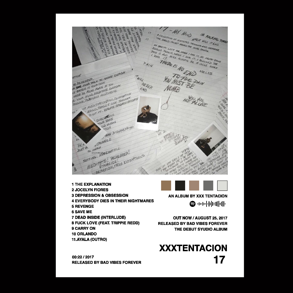XXXTentacion 17 專輯曲目列表海報 | 蝦皮購物
