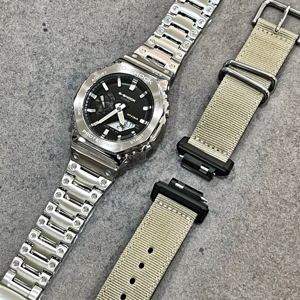 【CASIO】G-SHOCK GM-2100C-5A 改裝GM-B2100全金屬款/GM-2100專用金屬錶帶(銀) | 蝦皮購物