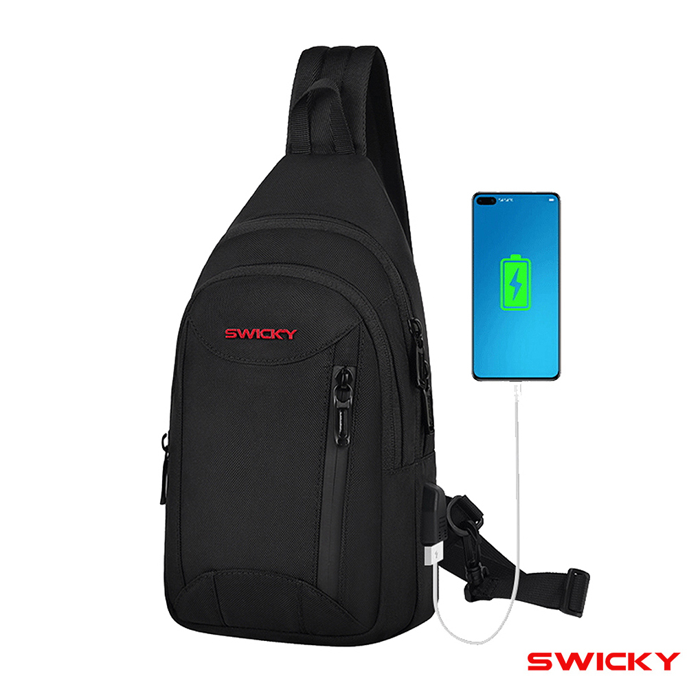 【SWICKY】型男輕量休閒肩背包/胸包/側背包(黑) | 蝦皮購物