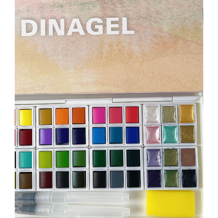 現貨！48色水彩盤 DINA 美甲 暈染 美甲 dinagel 透色 珠光色 水彩盒 美甲水彩 | 蝦皮購物