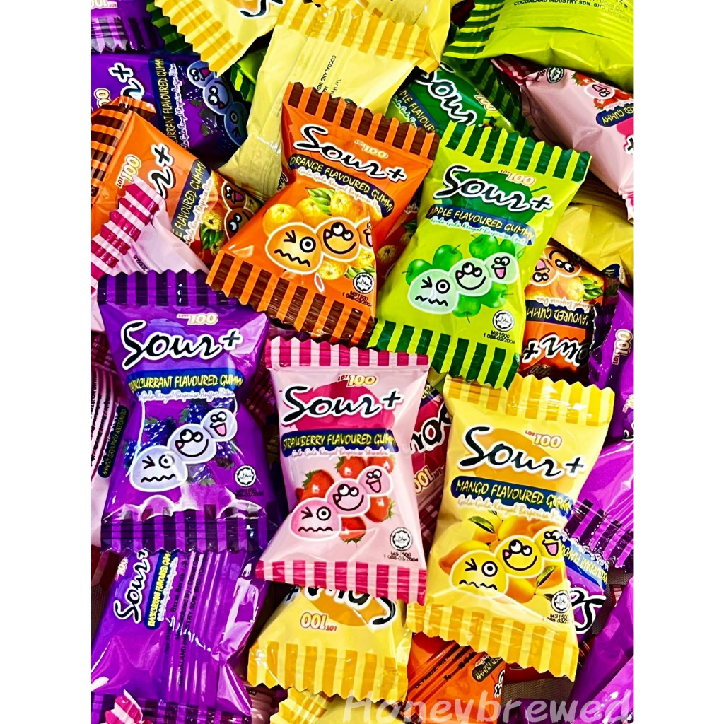 蜂釀🍯 【️一百份酸Q軟糖💯】️馬來西亞🇲🇾 SOUR+ 草莓 蘋果 黑加侖 芒果 柳橙 軟糖 單顆4g🍬 口味隨機出貨 | 蝦皮購物