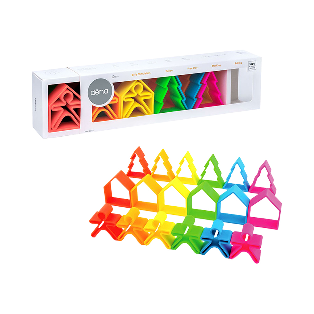 dena 西班牙 多功能益智軟積木/疊疊樂/固齒器 小人物+小房子+小樹木(6入) 螢光色【YODEE優迪】 | 蝦皮購物