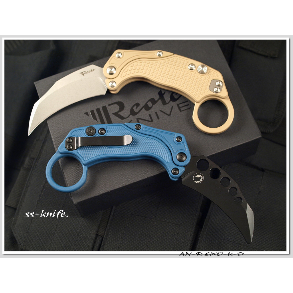 Reate X Exoskeleton EXO-K Karambit 重力刀系統 棕褐色鋁柄+石洗N690刃 附訓練刀套 | 蝦皮購物