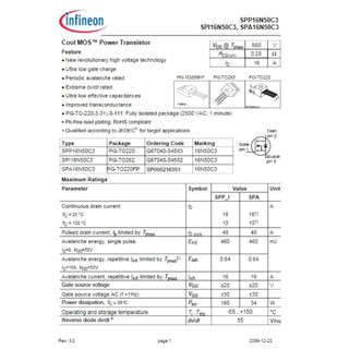 SPA16N50C3 Infineon N 通道 500 V 16 A 34W PG-TO220-3-111 台灣現貨 | 蝦皮購物