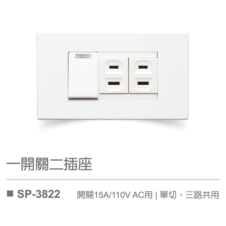 【樹榮電工SUZONE】一開二插座/新普系列 SP-3822 | 蝦皮購物