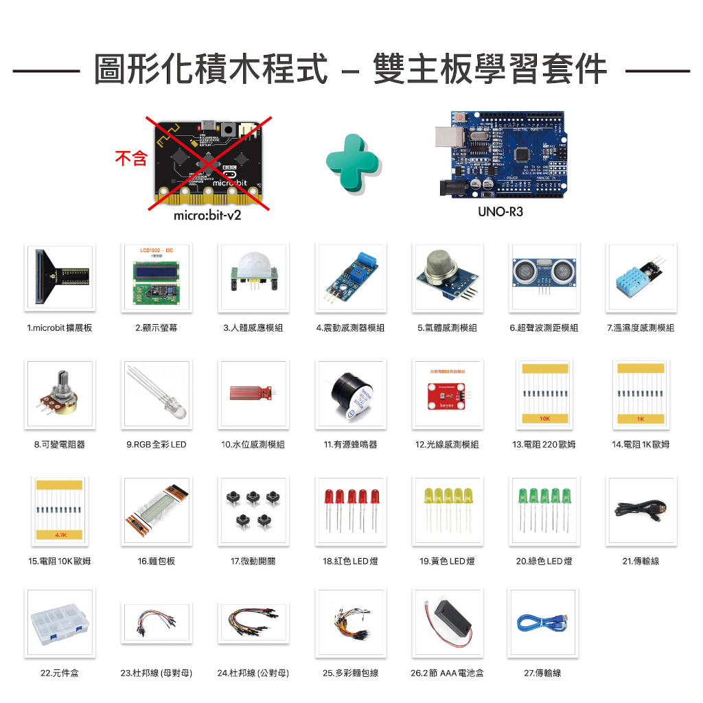 【樂意創客官方店】《附發票》Micro:bit | Arduino 雙主板 圖形化積木 Scratch 程式學習感測套件 | 蝦皮購物