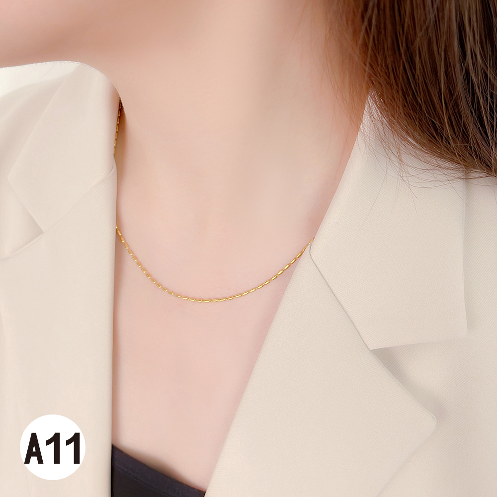 [鈦鋼.項鍊] 裸鍊 (A系列) 基本款 可任意搭配疊戴【UME】洗澡可戴 不退色項鍊 鍍18K金 輕美式風格 | 蝦皮購物