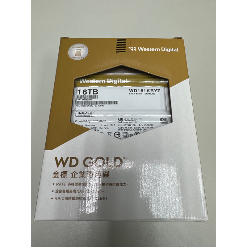 全新台灣公司貨 WD 金標 企業碟 16TB 16T 3.5吋 硬碟 WD161KRYZ wd161kryz NAS | 蝦皮購物