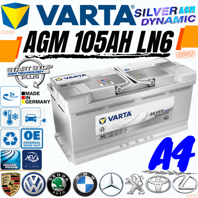 最新版德國華達 VARTA AGM 105AH H15 LN6 A4德國🇩🇪原裝製造進口 全新公司貨 BMW X5 凱燕 | 蝦皮購物