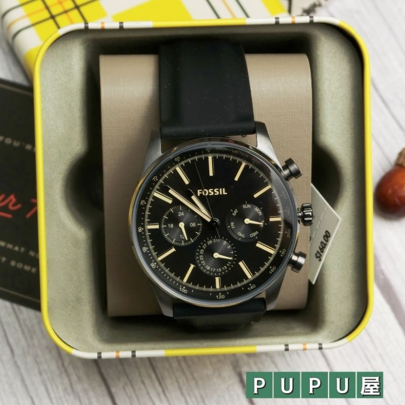 *PUPU屋* FOSSIL BQ2746 三眼日曆 矽膠錶帶 手錶 腕錶 全新 現貨 | 蝦皮購物