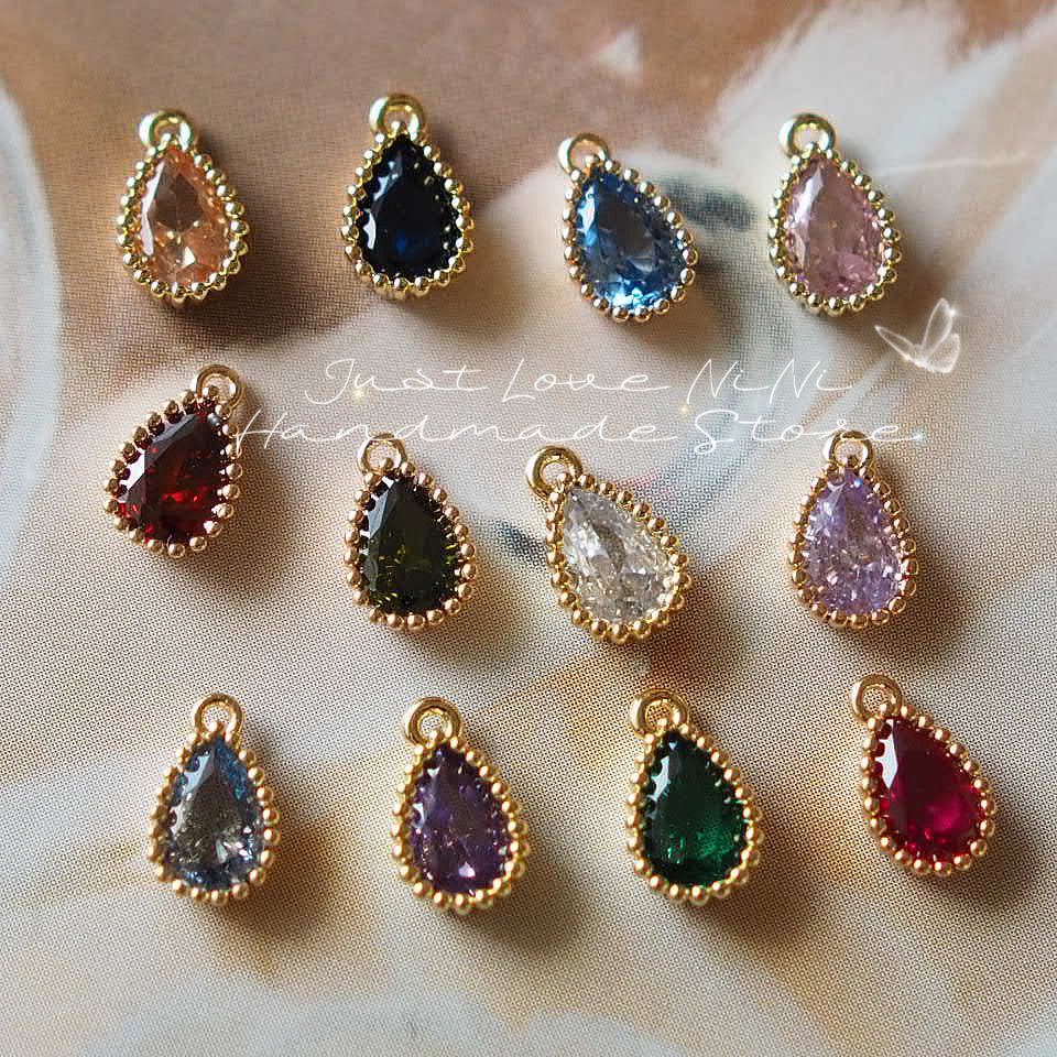 J.L.N.銅鍍14K金 水滴鋯石復古吊墜一個 多款顏色可選 | 蝦皮購物