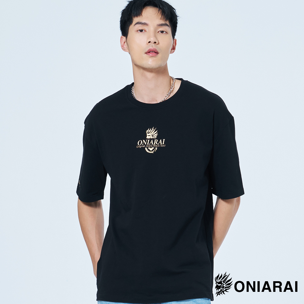 BLUE WAY 鬼洗 ONIARAI - 男款 大和魂家紋簡單LOGO落肩短TEE(黑) | 蝦皮購物