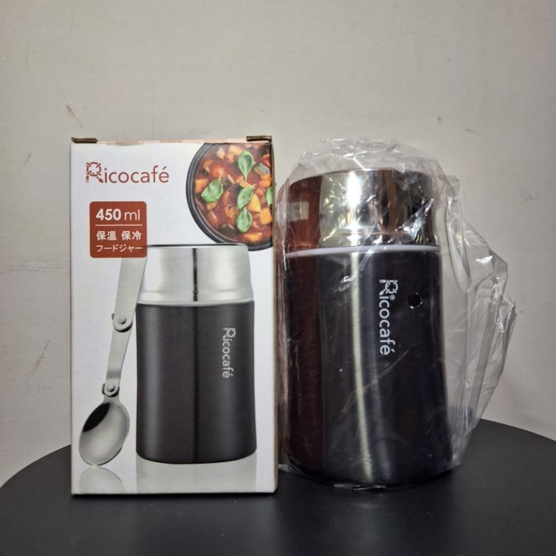 【Ricocafe】 保冷保溫不鏽鋼真空食物罐 保溫罐 保冷罐（FJ-450) 黑 〈全新品〉 | 蝦皮購物