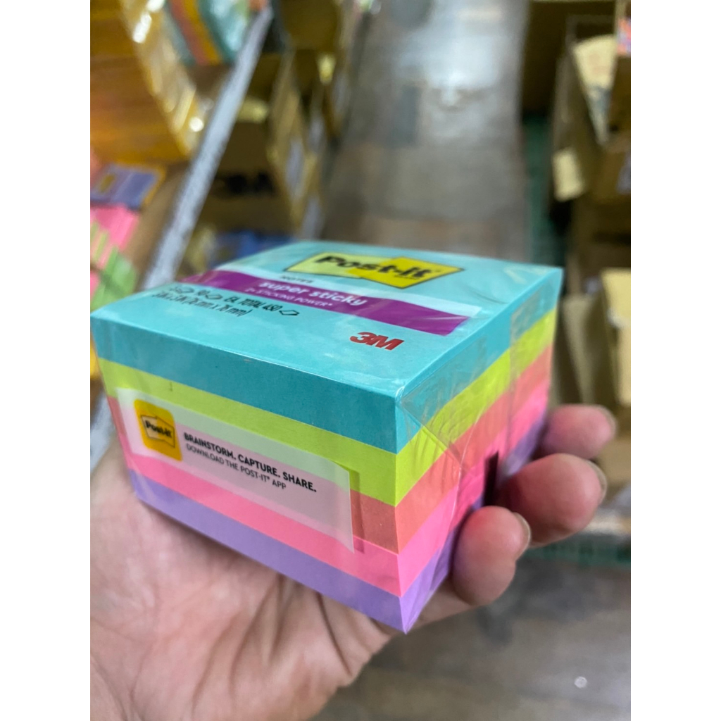 【乖迪文具小舖】3M POST-IT 狠黏 利貼 便利貼 便條紙 便條磚 可在貼 五色組合包 654-5ss | 蝦皮購物