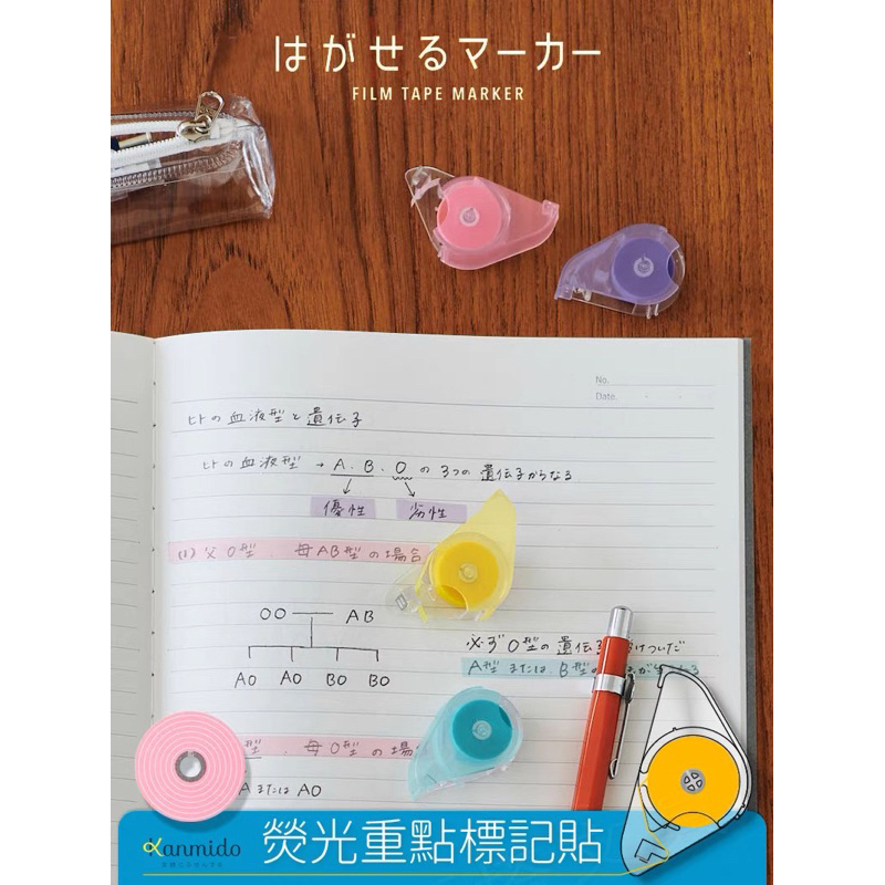 台灣現貨/快速出貨 甘美堂 Kanmido FUSEN MARKER 馬克便簽 螢光記號標籤貼 螢光筆 標籤贴 立可帶 | 蝦皮購物