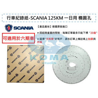 Ko Ma SCANIA 一日用 125KM 橢圓孔 德國製 歐規 行車記錄紙 大餅紙 路碼紙 遊覽車 卡車 聯結車 紙 | 蝦皮購物