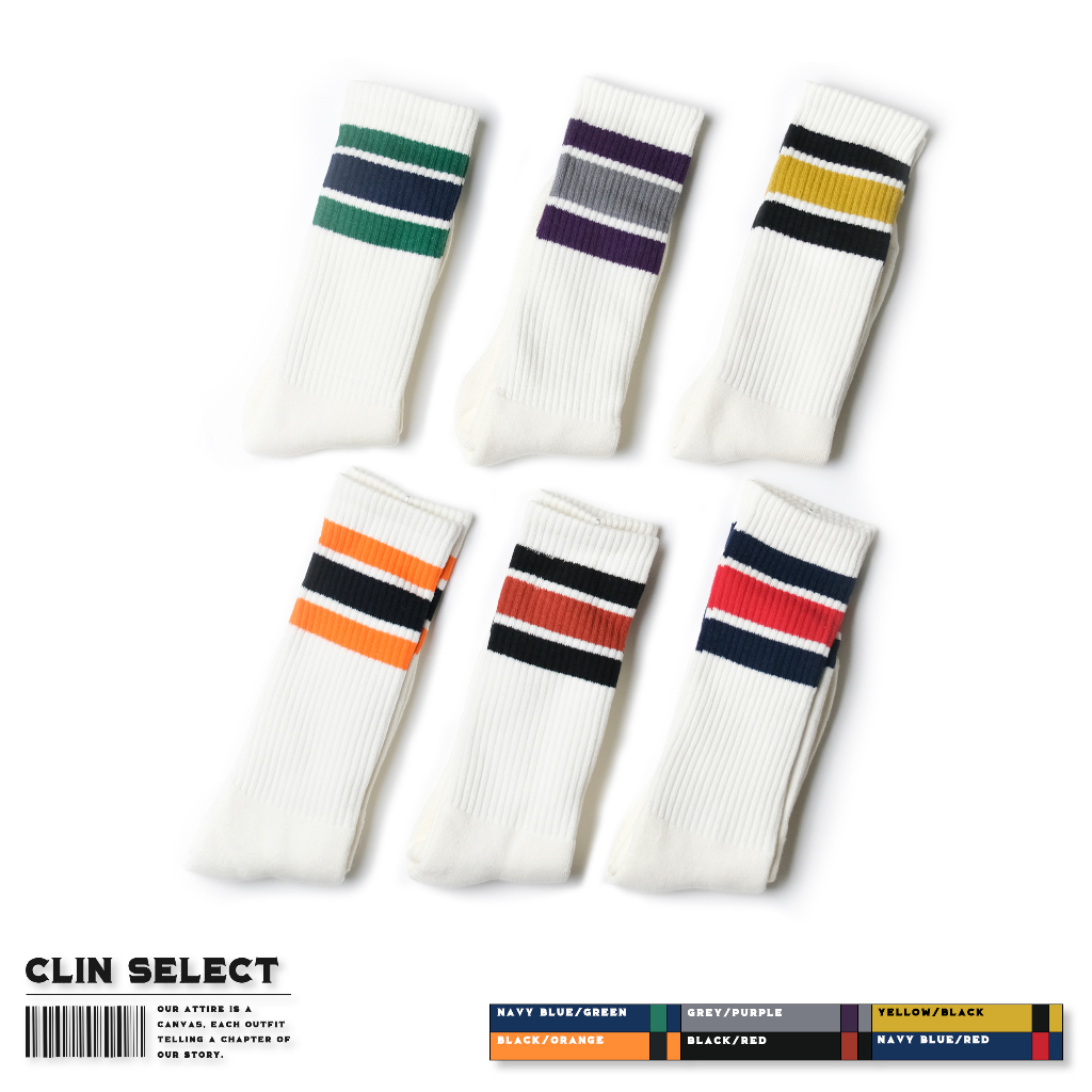 西林 CLIN｜選物｜美式條紋撞色襪_六色 / S-0010 現貨 春夏 襪子 socks | 蝦皮購物