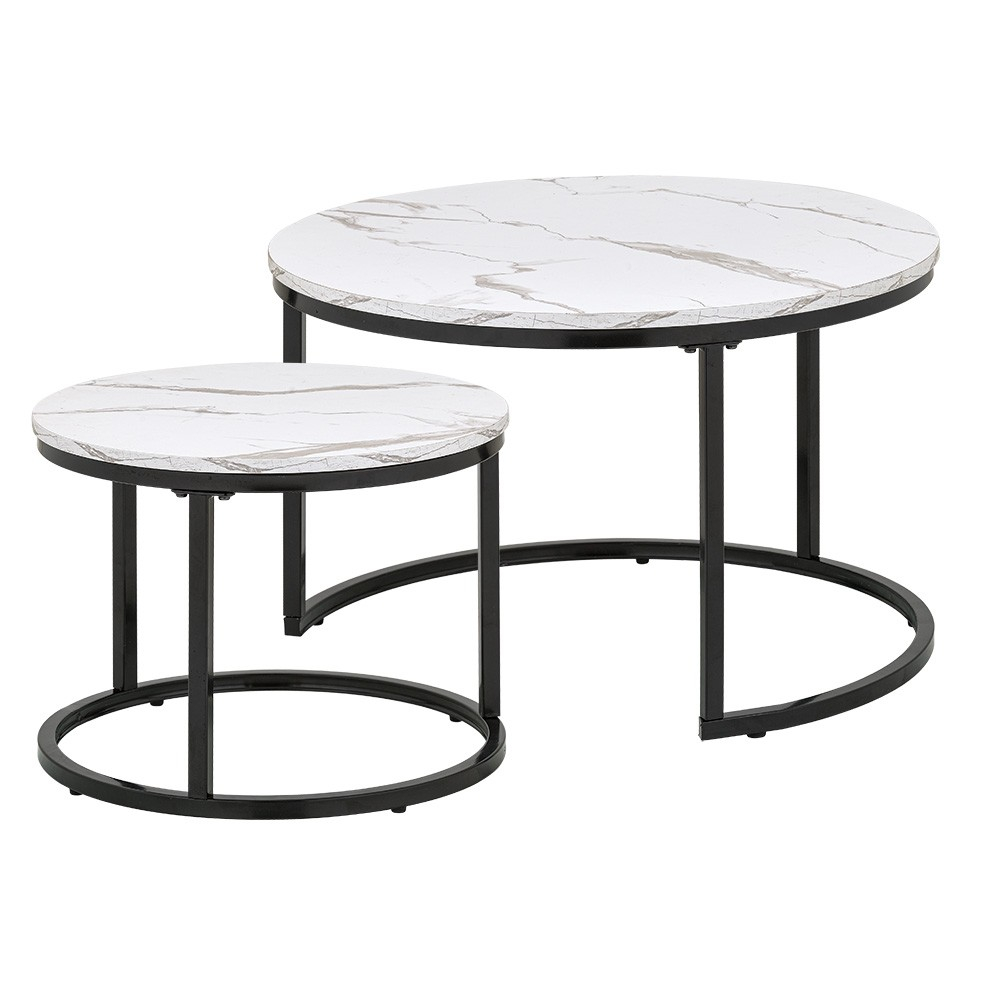 ikloo質感工藝仿大理石雙層圓型茶几 雙層茶几 矮桌 客廳茶几 餐桌TBF42 1入 方陣收納 | 蝦皮購物