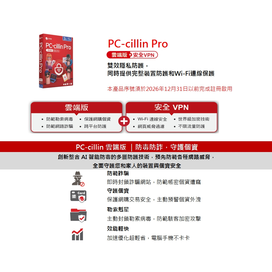 PC-cillin Pro 一台一年防護版 實體盒裝 | 蝦皮購物