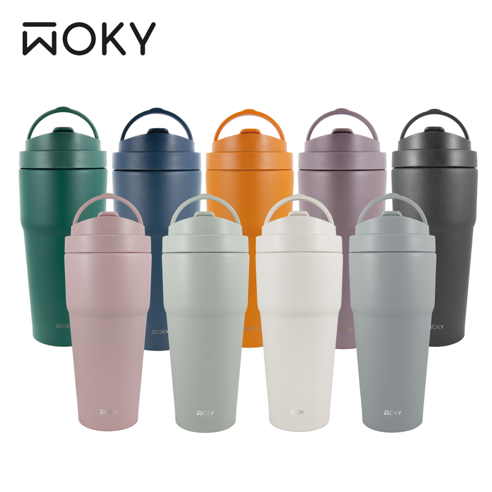 【WOKY沃廚】渾圓杯-手提輕芯鈦瓷保溫杯750ml(附吸管) | 蝦皮購物