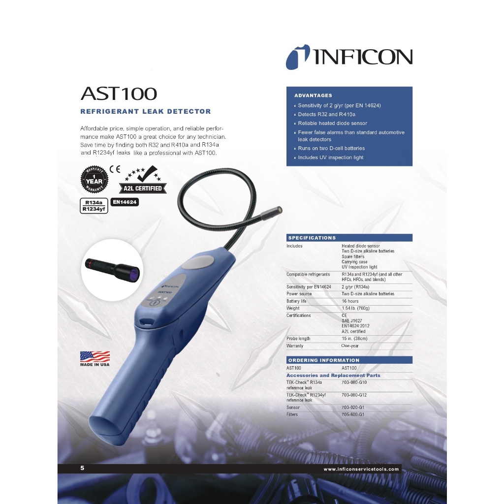 含稅新款 美國 INFICON AST100 冷媒測漏器 冷媒探測器 加熱二極體技術 抓漏 冷煤洩漏偵測器 進口 公司貨 | 蝦皮購物