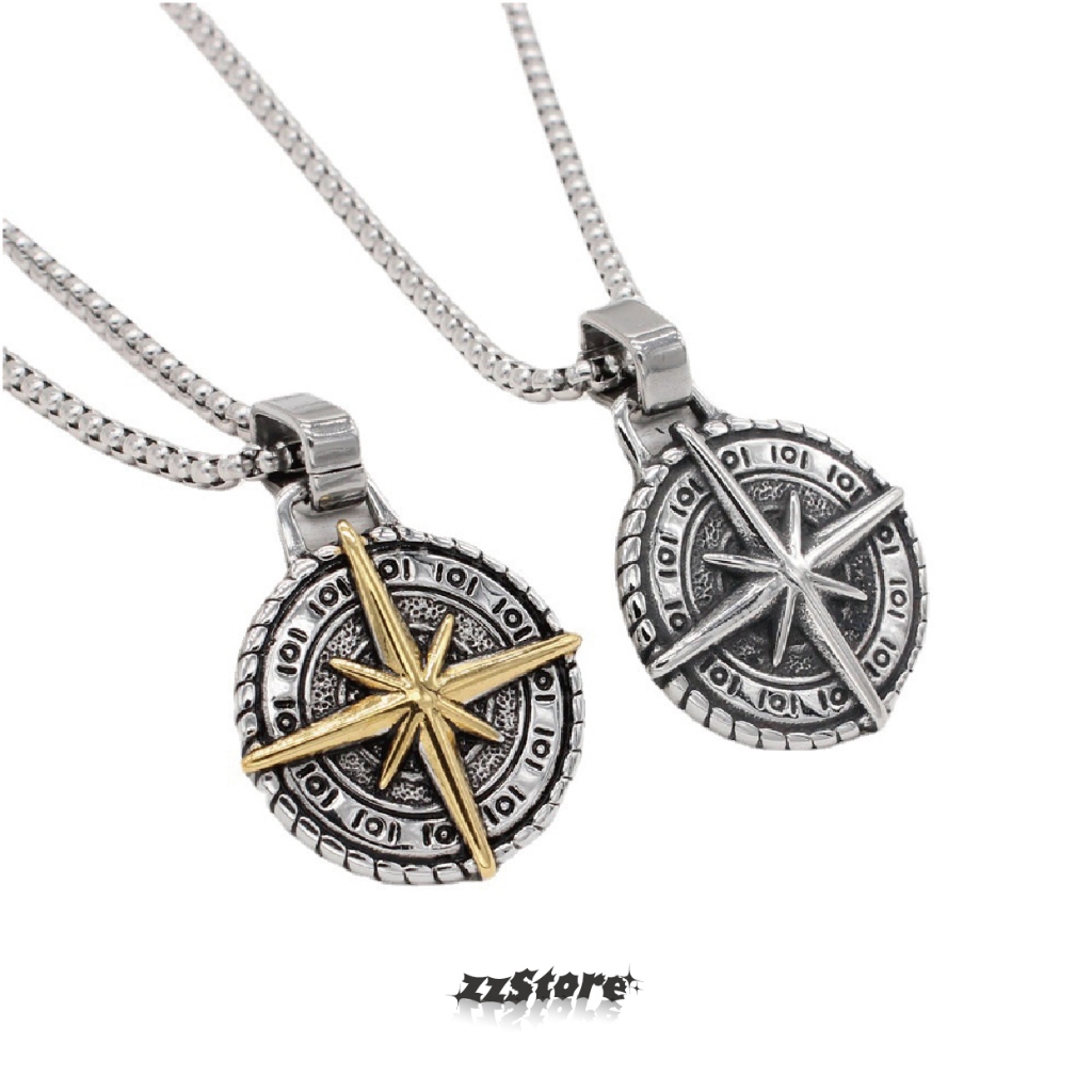 [ zzStore ] 【現貨】雙色 羅盤 指引未來的路 項鍊 銀 不銹鋼 | 蝦皮購物