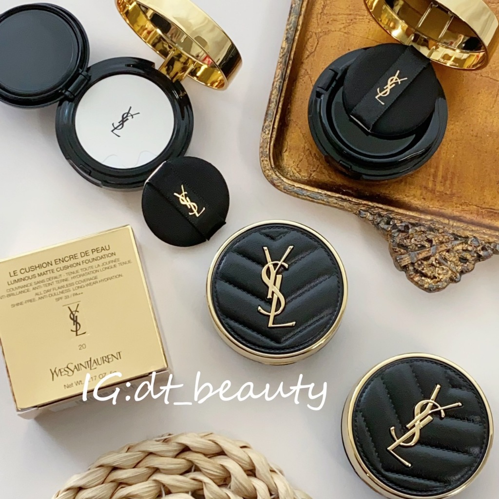 YSL 聖羅蘭 恆久完美霧光氣墊粉餅 皮革氣墊 5g 粉色 黑色 B10 B20 恆久完美霧光 超模光感精華水氣墊 氣墊 | 蝦皮購物