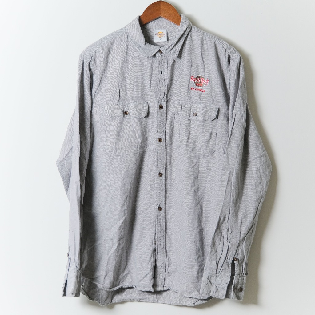 西林 CLIN｜古著｜Hard Rock 長袖工作襯衫（多款可選）_ 古著 秋冬 素色 刺繡 硬石 | 蝦皮購物