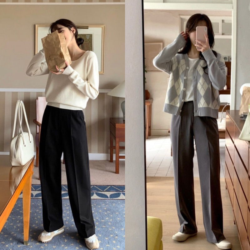 現貨+預購 / 98doci 彈性半寬西褲 | 蝦皮購物