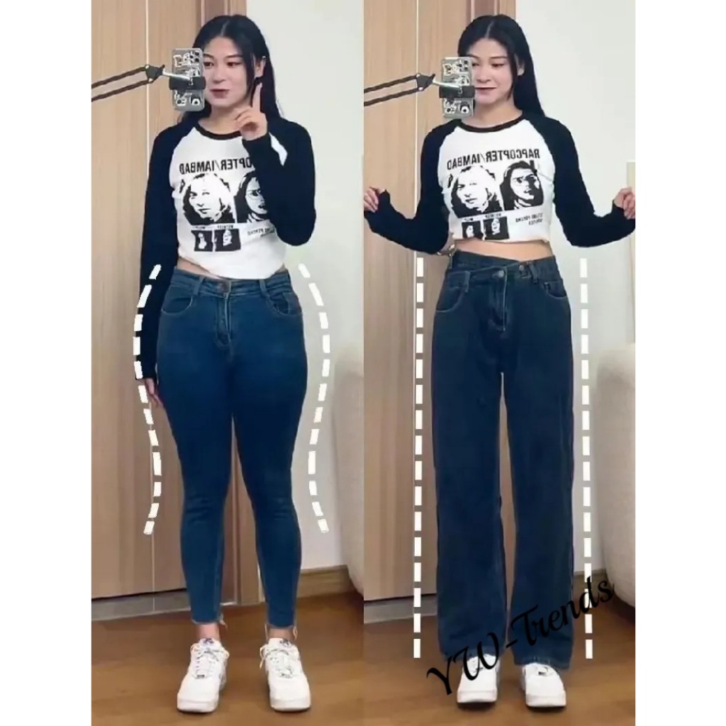 【YW】大碼胖mm牛仔褲 梨形身材 女生寬褲 修身顯瘦闊腿褲 遮腿粗遮胯牛仔褲 休閒高腰直筒牛仔褲女 S-4XL | 蝦皮購物