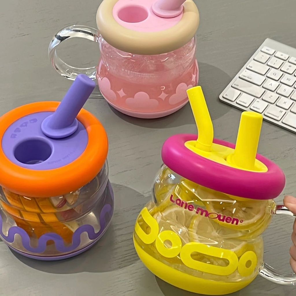 覽萌Lane Mouen 🍓台灣現貨出貨🍓高顔值玻璃吸管杯 水杯 大容量杯子 耐高溫 泡茶杯 | 蝦皮購物