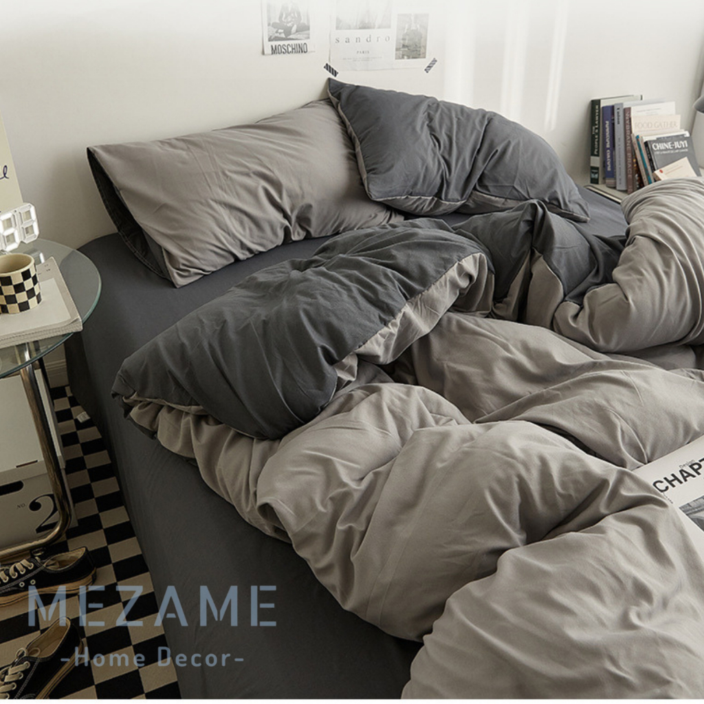 MEZAME | 24h台灣出貨🐾 單件素色床包 格子床包 床單 床罩 雙人床包 單人床包 雙人加大床包 單人加大床包 | 蝦皮購物