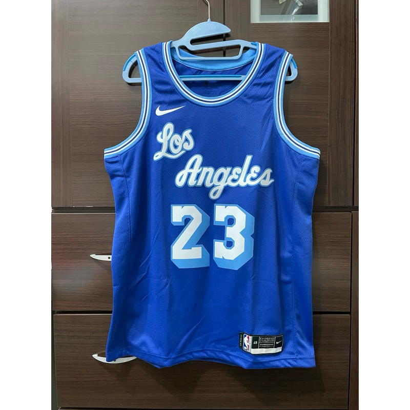 NIKE NBA LEBRON JAMES LBJ 20-21 HWC 湖人 復古 草寫藍 球迷版 NBA L號 球衣 | 蝦皮購物