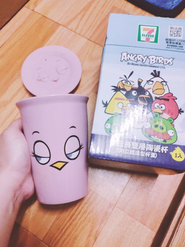 粉紅憤怒鳥杯蓋雙層陶瓷杯子 憤怒鳥粉紅色陶瓷杯 7-11集點陶瓷杯 杯蓋水杯 粉紅色杯子 有蓋馬克杯 | 蝦皮購物