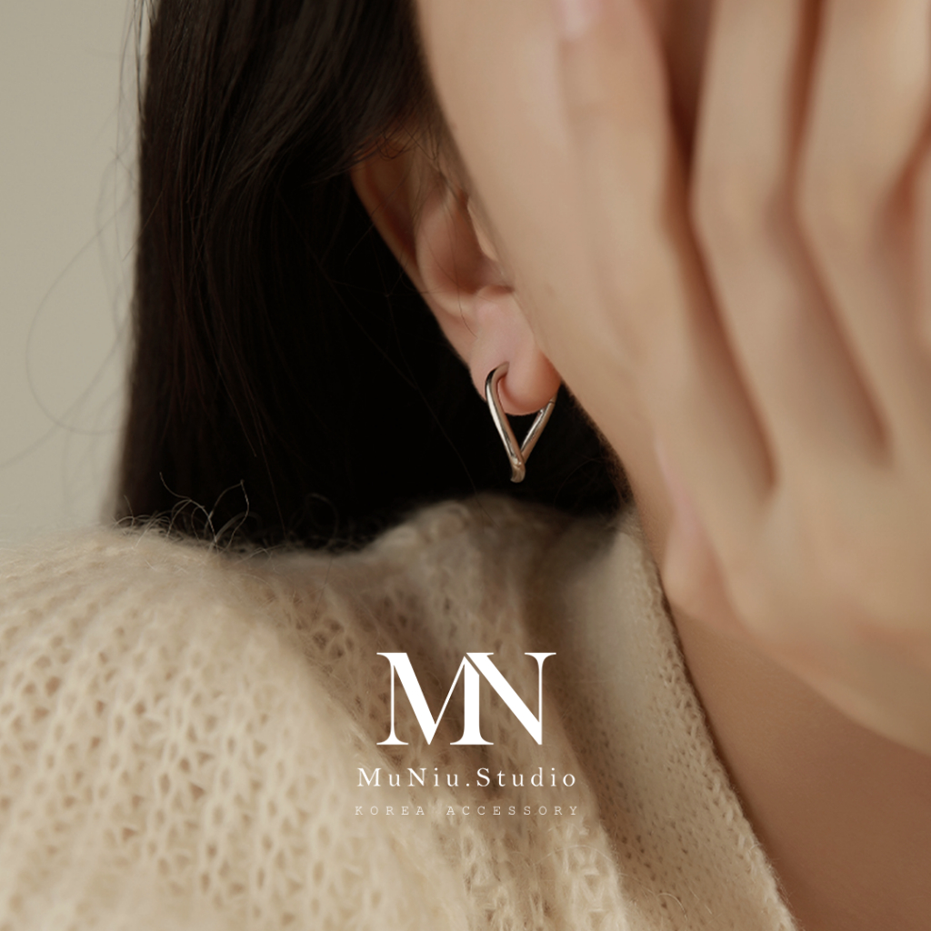 MuNiu｜s925銀針｜扭曲方形耳環．幾何耳環 銀針耳環 簡約時尚 扭線耳環 韓國飾品－全現貨賣場 | 蝦皮購物