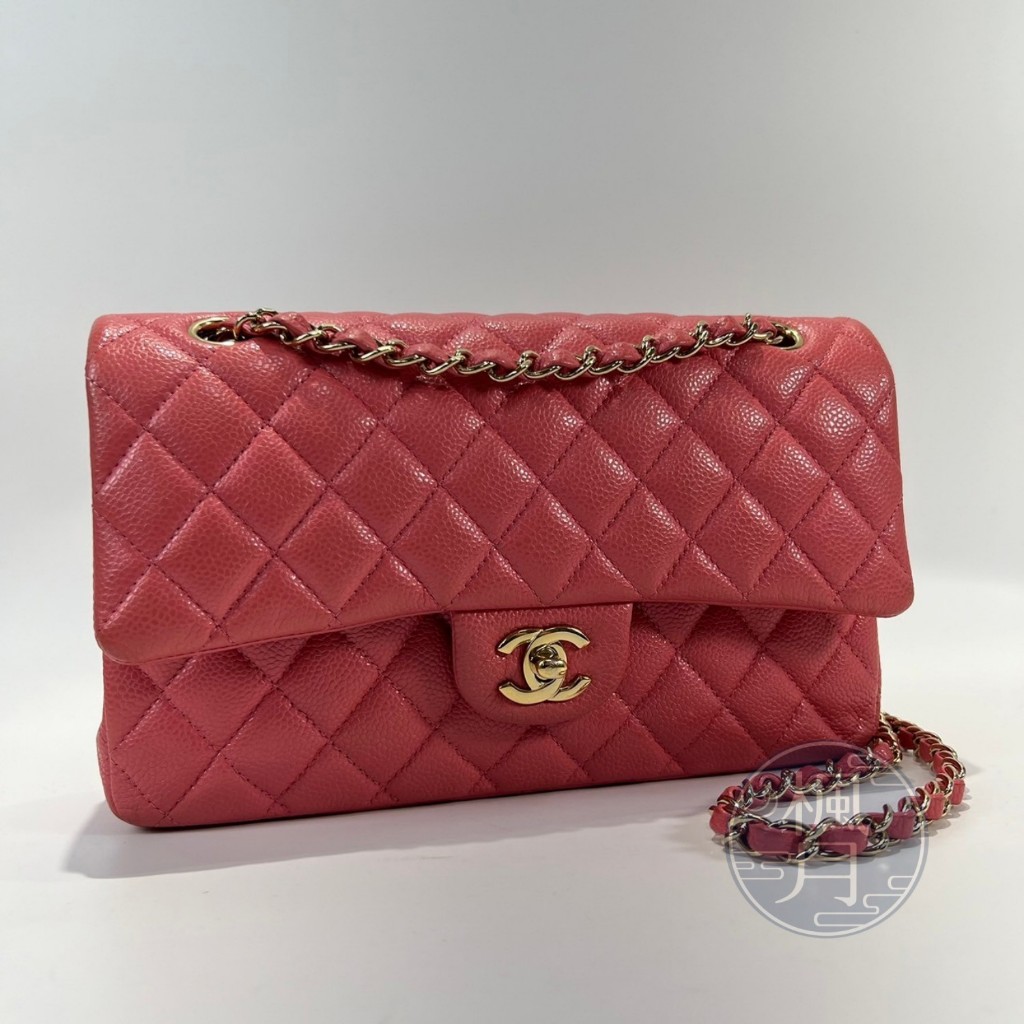 CHANEL 香奈兒 25開 粉桃色 荔枝皮 COCO25 鍊包 斜背包 側背包 肩背包 單肩包 精品包 | 蝦皮購物