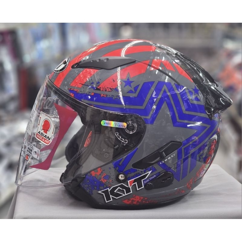 [力相安全帽 有實體店面]KYT DJ彩繪#S2灰 排齒扣 現貨免運 | 蝦皮購物