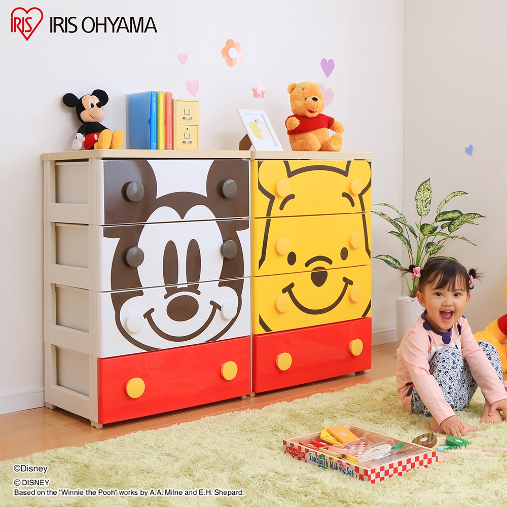 IRIS OHYAMA 迪士尼日本製木質天板四層收納櫃 NHG-W554 (衣櫃/收納箱/收納盒) | 蝦皮購物
