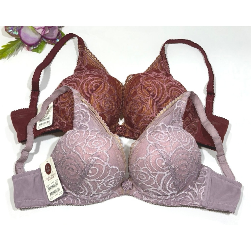 【曼黛瑪璉】 V極線─內斂款 蕾絲繡花內衣【R64012】~70D,75D~芋頭紫,復古紅 | 蝦皮購物