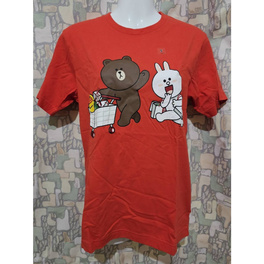 [ 全新 速寄 ] UT Uniqlo x Line Friends 男女 紅色 Line熊大&兔兔上衣 T恤 S | 蝦皮購物
