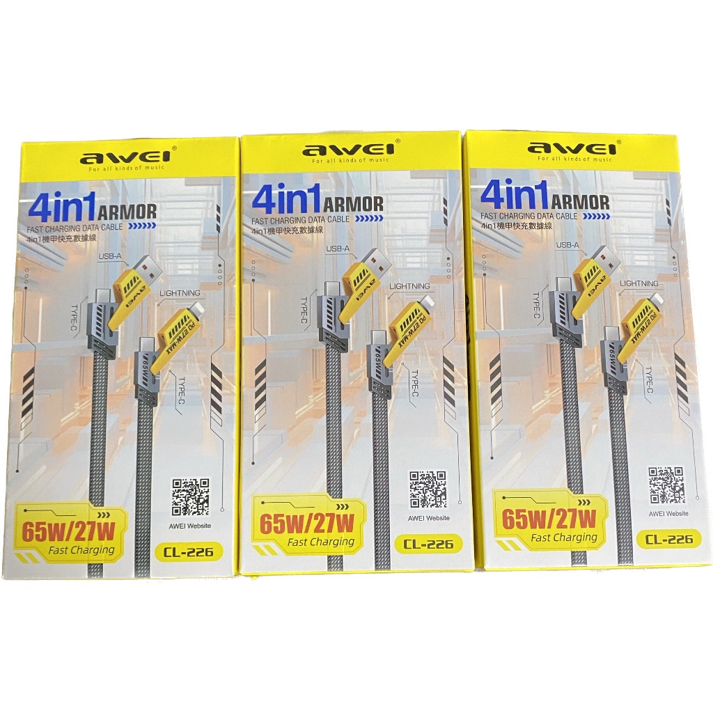 現貨供應 CL-226 用維 AWEI 4合一充電線 65W 超快速充電 OPPO VIVO 三星 蘋果 | 蝦皮購物