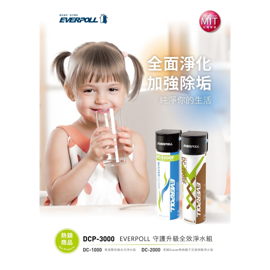 愛科濾淨DCP-3000 EVERPOLL 守護升級全效淨水組 全面淨化 加強除垢 生飲淨水器 中友飲水機 | 蝦皮購物