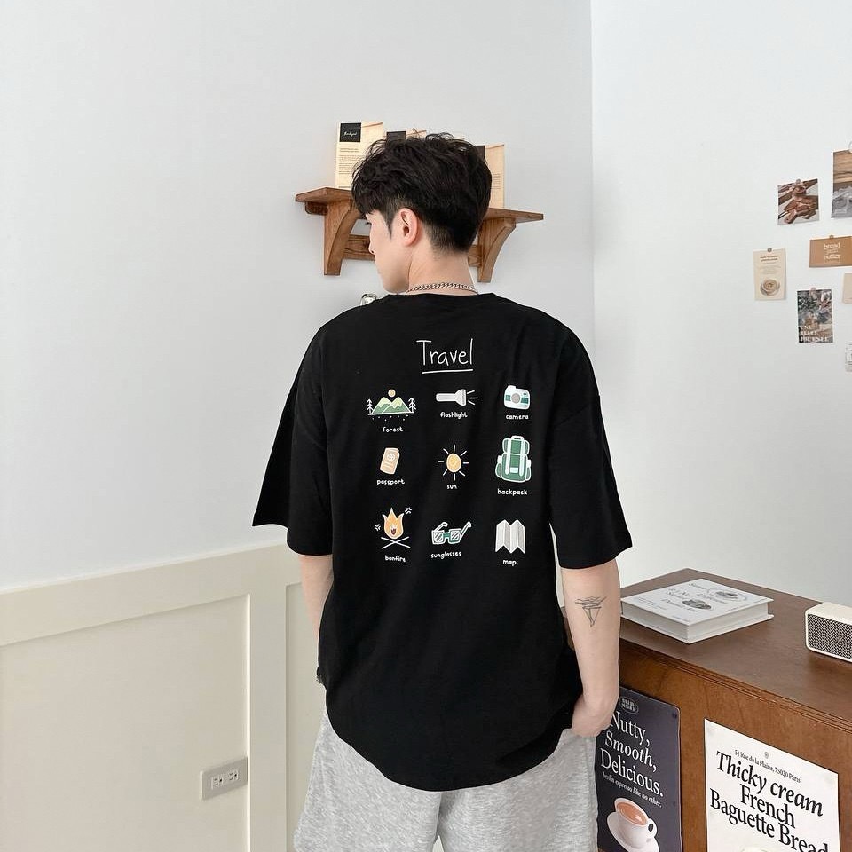 【JPALS】現貨秒發 TRAVEL 露營⛺️ 登山 工具圖 短Tee 寬鬆 五分 落肩 短袖 短t T恤 | 蝦皮購物