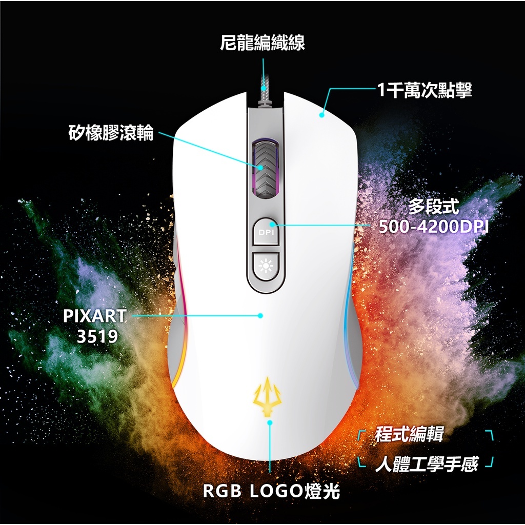 【POJUN J01台灣公司貨】電競滑鼠 RGB滑鼠 鼠標 遊戲滑鼠 滑鼠 有線滑鼠 巨集滑鼠 人體工學滑鼠 | 蝦皮購物