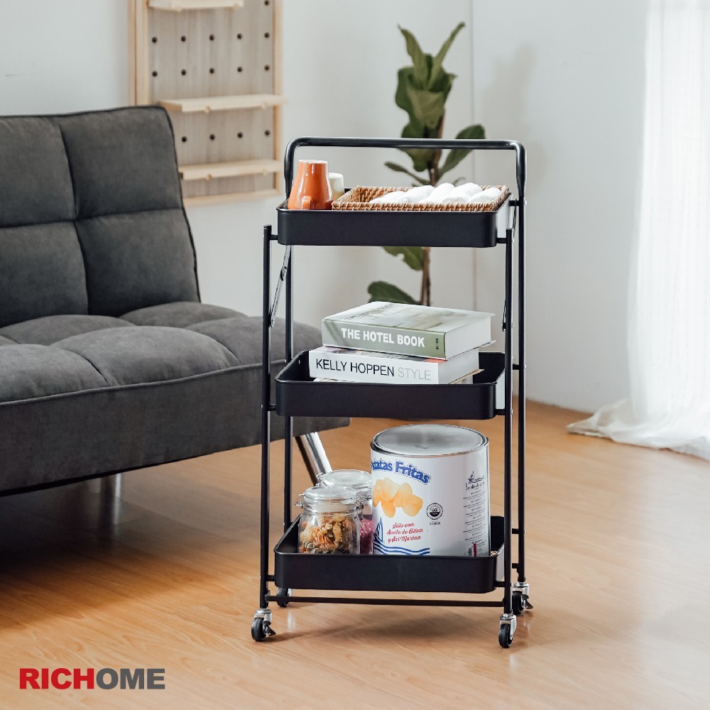 RICHOME 福利品 SH-568 摺疊置物籃車 收納推車 籃車 置物 收納 移動櫃 層架 網架 摺疊 折疊 手推車 | 蝦皮購物