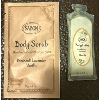 (低價）全新效期，Sabon 專櫃貨，sabon經典身體磨砂膏15g/以色列綠玫瑰沐浴油 15ml/白茶身體乳液5ml | 蝦皮購物