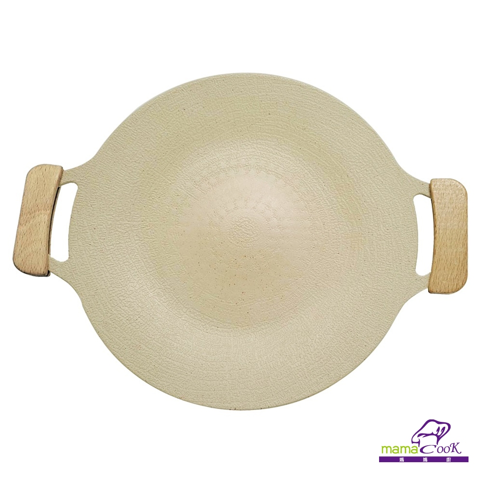 【mama cook】冒險家系列-米雪白不沾月亮烤盤/附防燙木柄/30cm/IH電磁爐適用 | 蝦皮購物