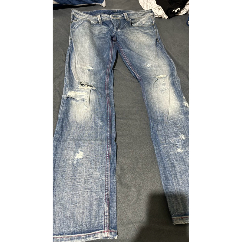 Diesel Thanaz 71J W33xL32 刷破 貼布 蜘蛛網紋 刺繡龍 | 蝦皮購物